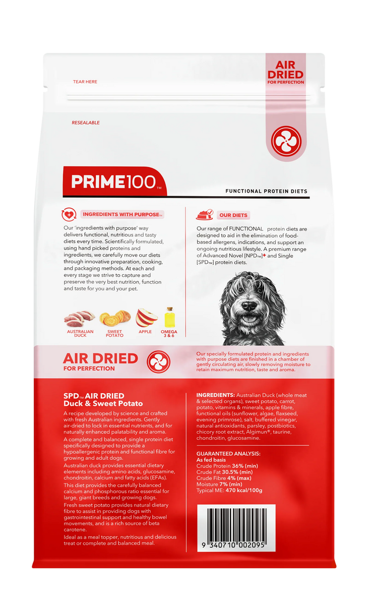 Prime 100 Air Dried - Duck & Sweet Potato – 3 Dogs & a Cat Pet Treats